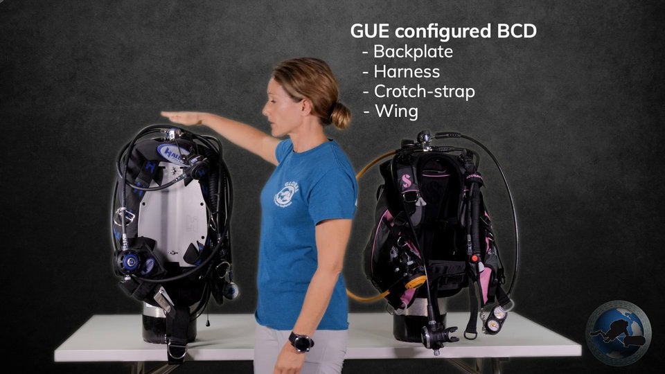 GUE scuba gear configuration vs. jacket-style configuration