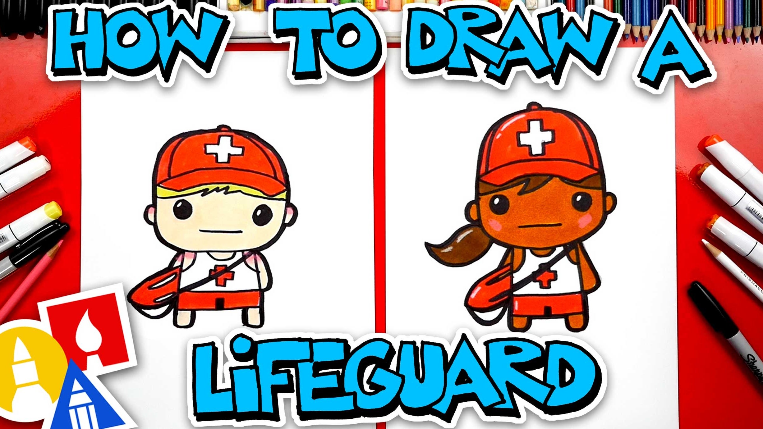 How To Draw A Lifeguard | Art For Kids Hub