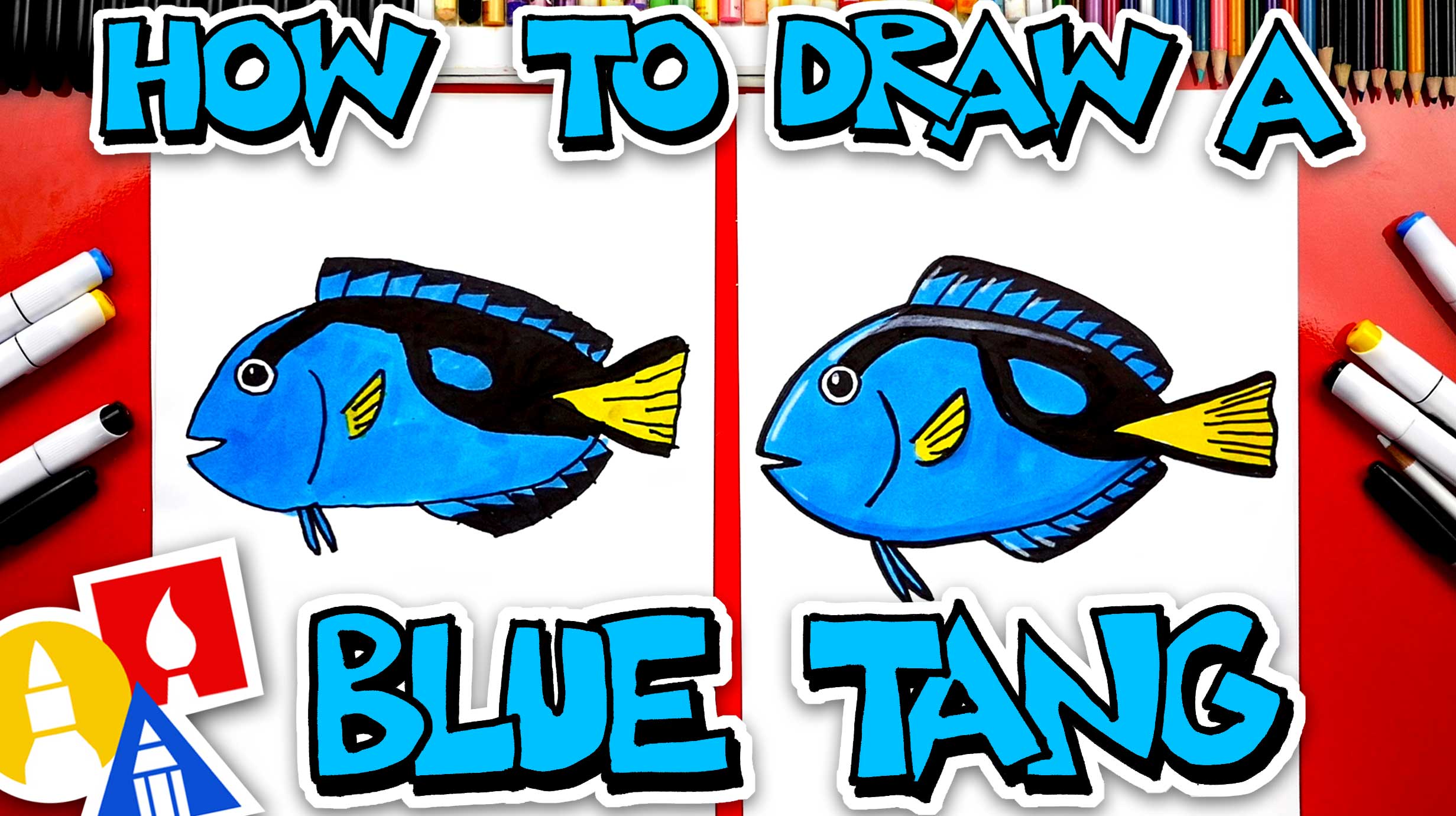 How To Draw A Blue Tang | Art For Kids Hub