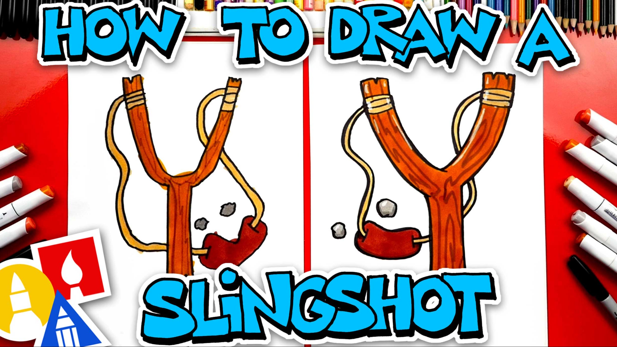How To Draw A Slingshot (Wrist-Rocket) | Art For Kids Hub