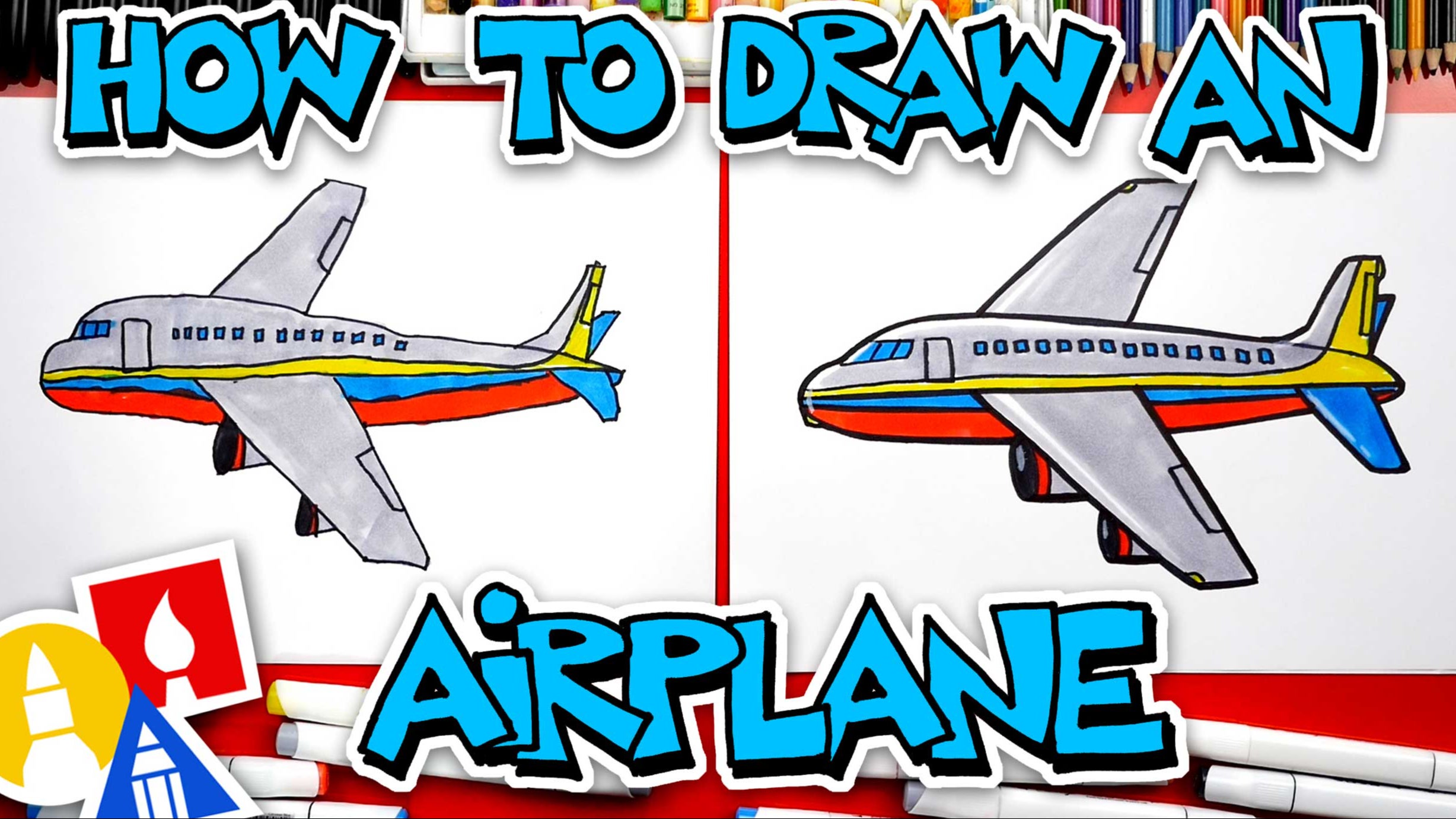 How To Draw A Passenger Airplane | Art For Kids Hub