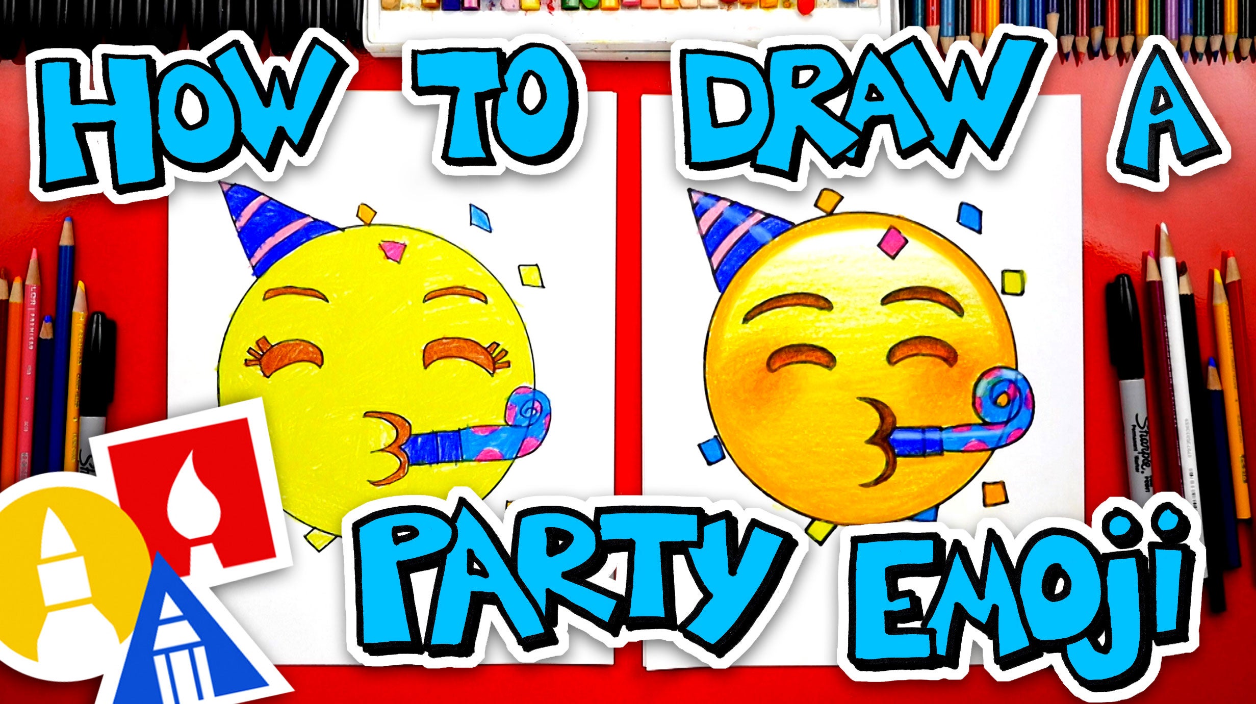 How To Draw The Party Emoji | Art For Kids Hub