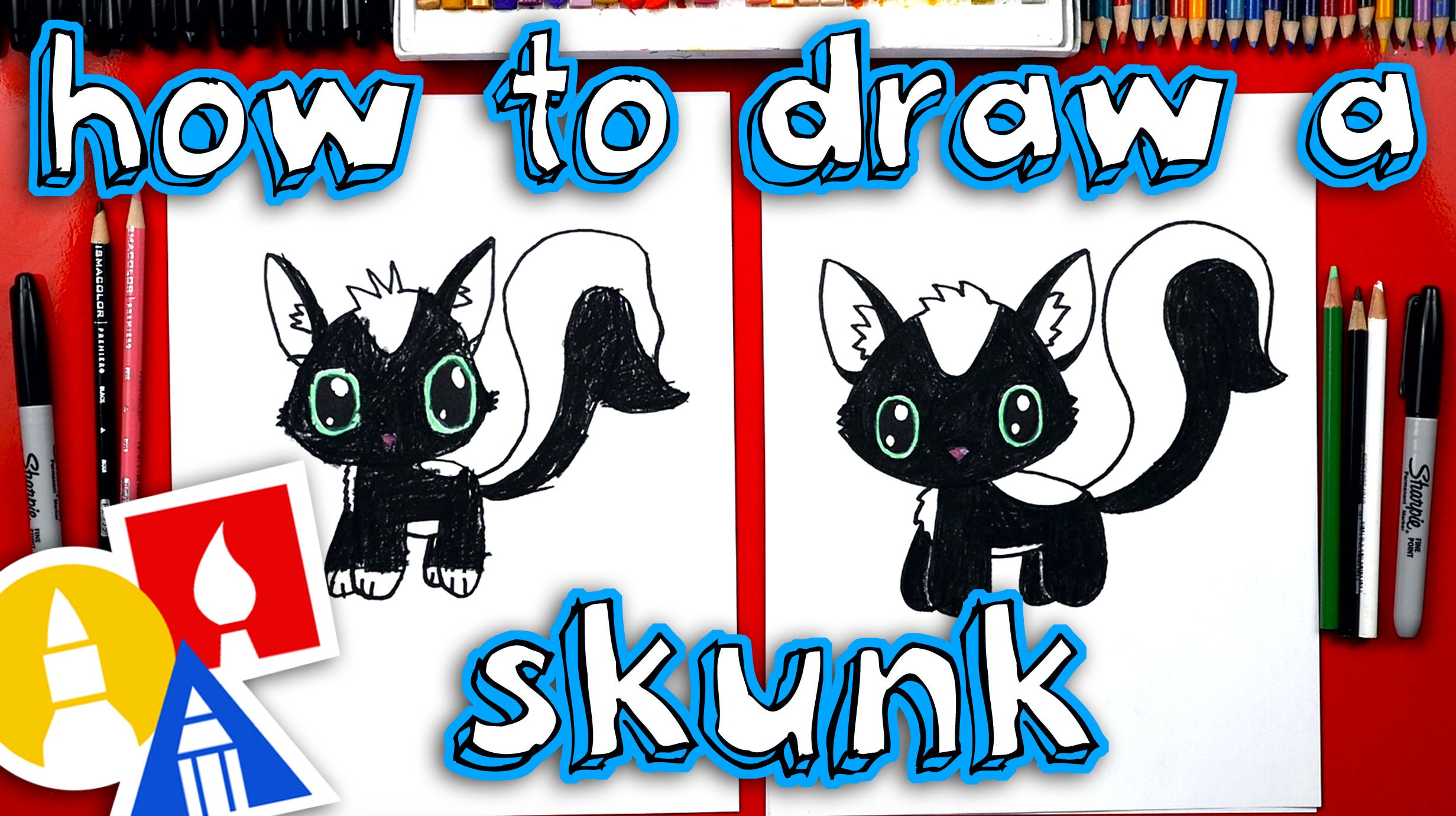 How To Draw A Cartoon Skunk | Art For Kids Hub