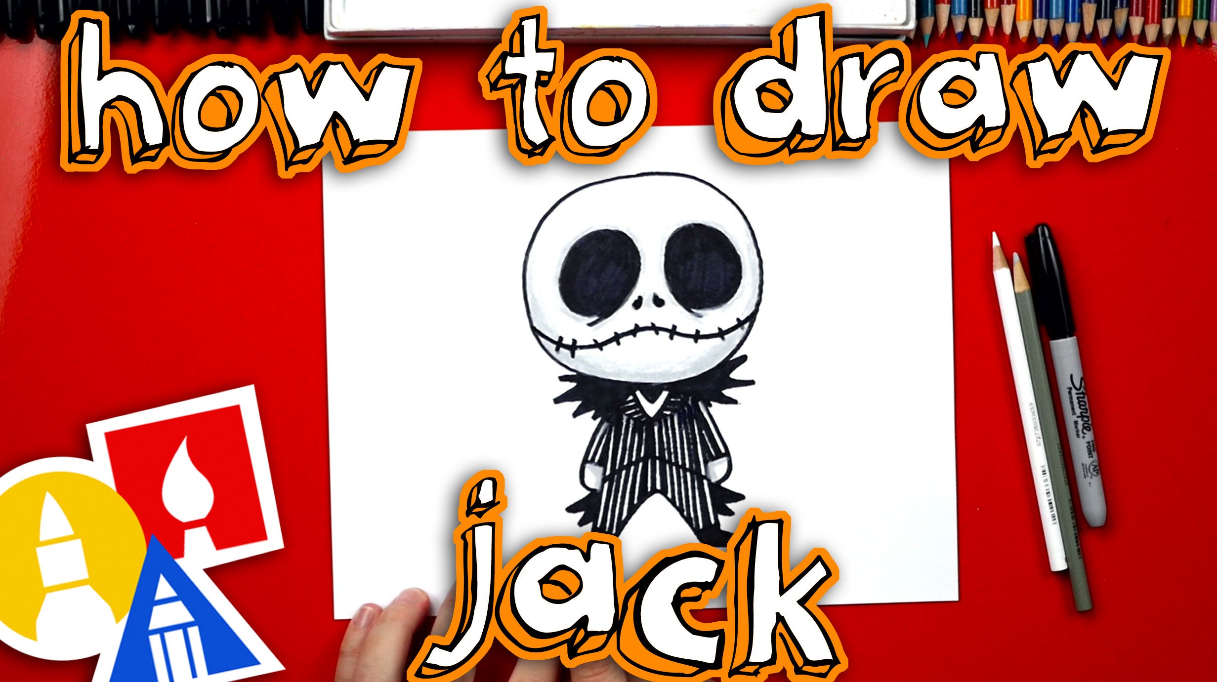 How To Draw Cartoon Jack Skellington | Art For Kids Hub
