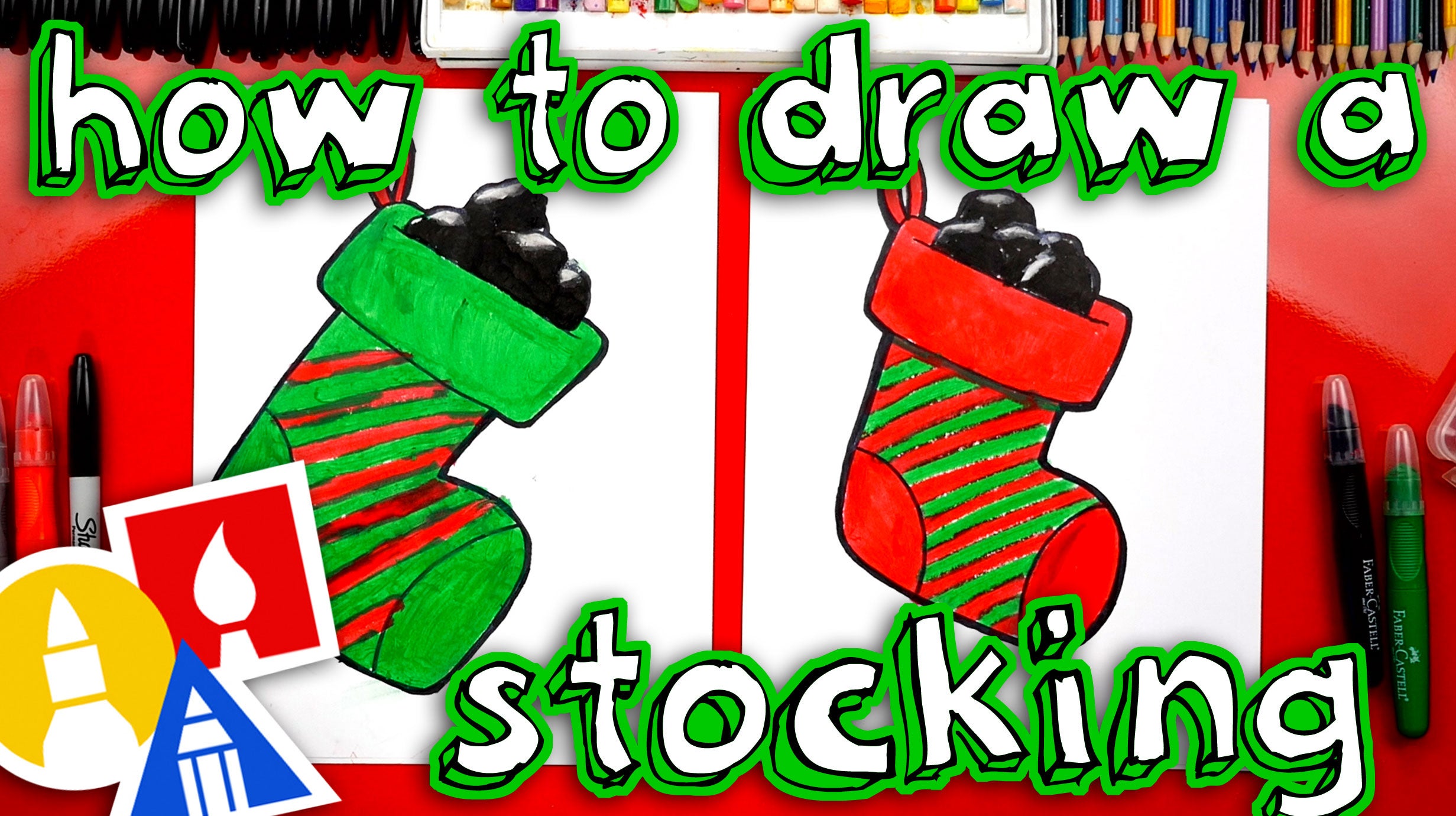 How To Draw A Stocking With Coal | Art For Kids Hub