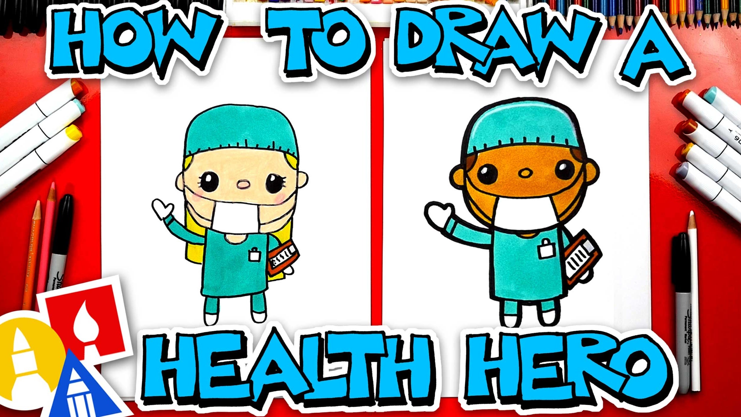 How To Draw Health Heroes - Doctors and Nurses | Art For Kids Hub