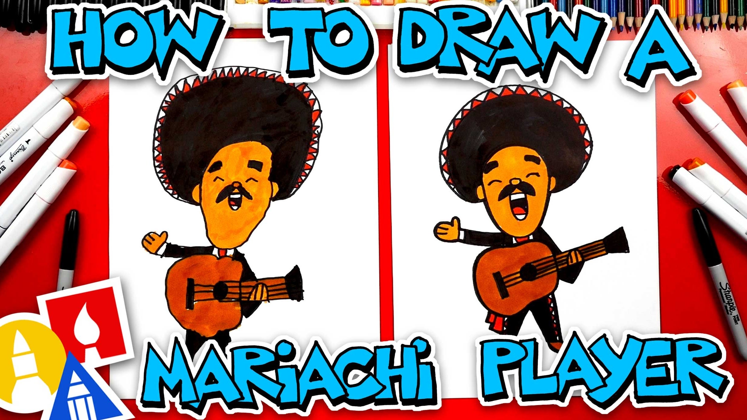 How To Draw A Mariachi Guitar Player | Art For Kids Hub
