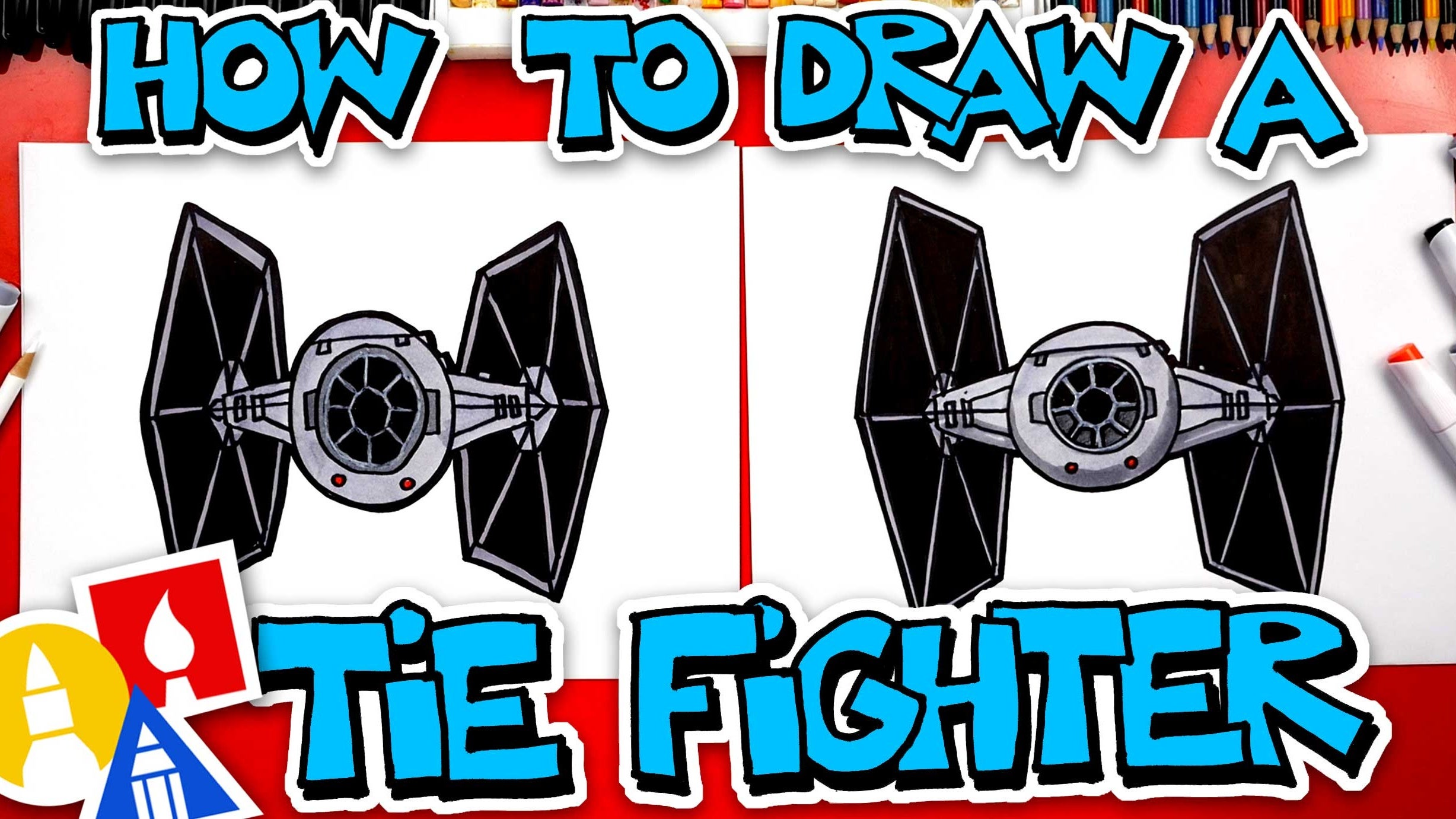 How To Draw Tie Fighter From Star Wars | Art For Kids Hub