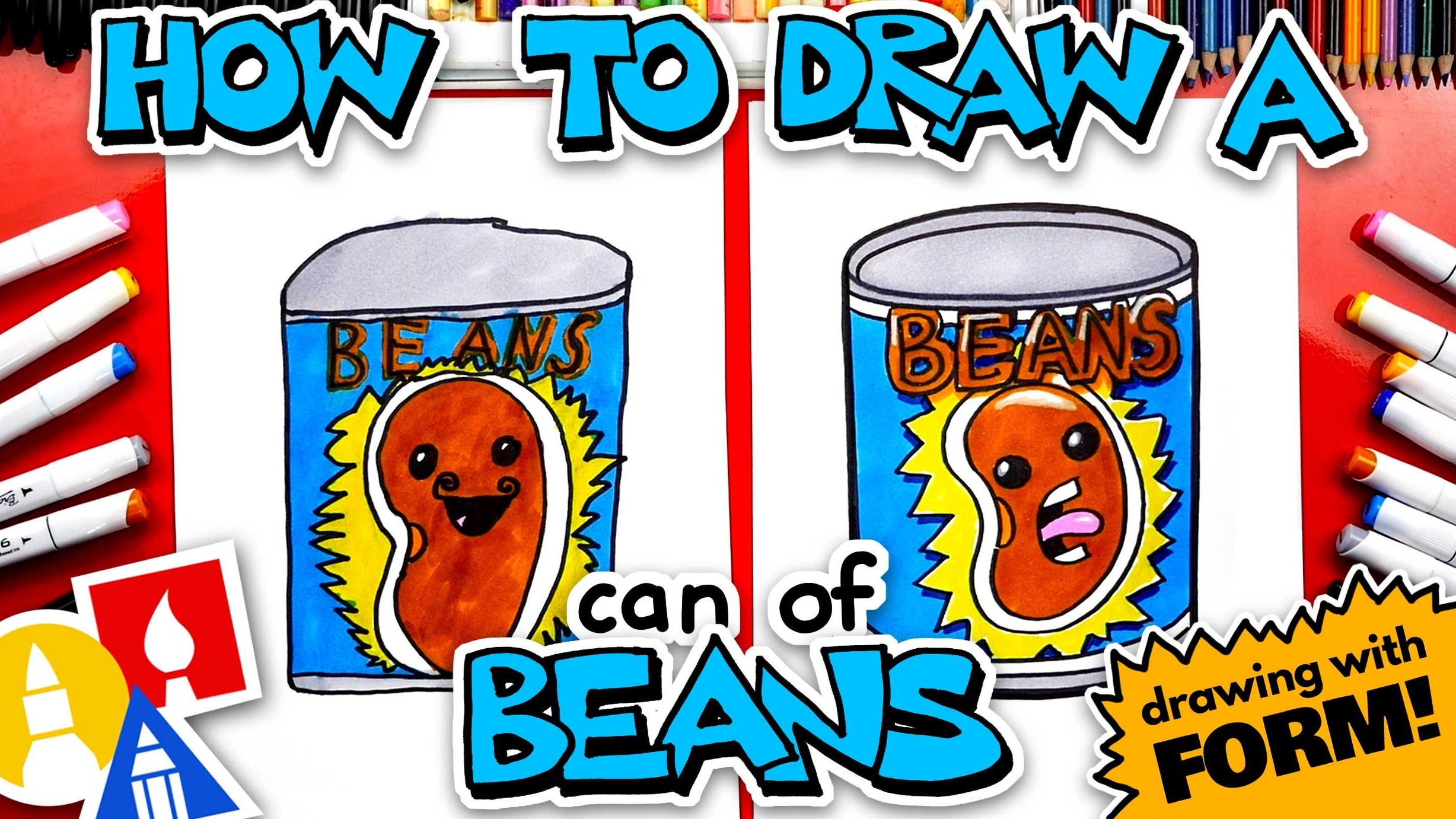 How To Draw A Funny Can Of Beans – Drawing With Form | Art For Kids Hub